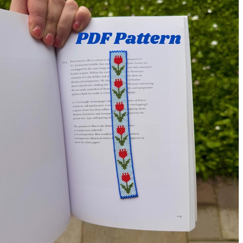 Bead Bookmark Pattern | Folk Art Flower Design (PDF Pattern) - Etsy New ...