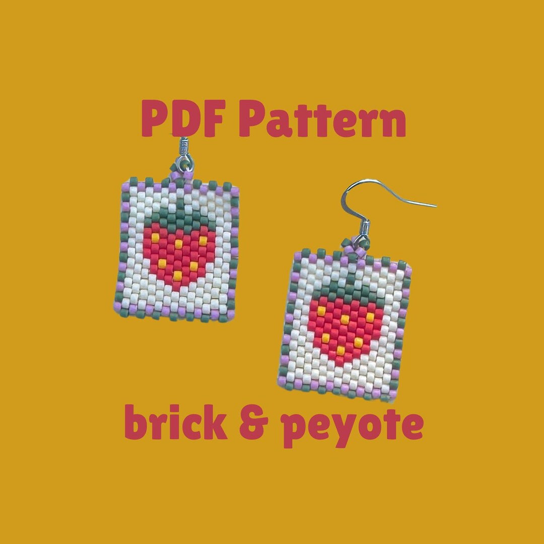 Strawberry Bead Pattern | Stamp Bead Pattern | Peyote Tile Pattern ...