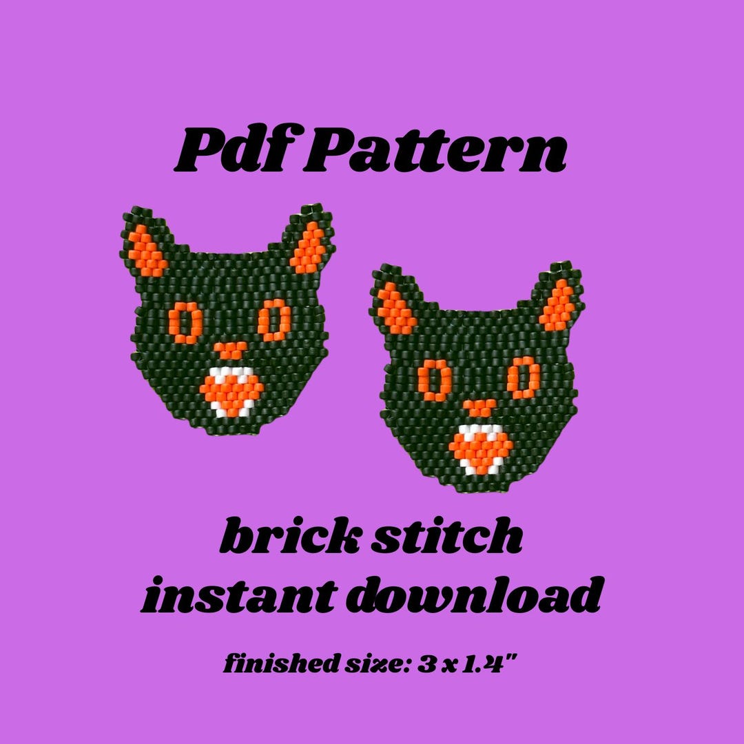 Black Cat Bead Pattern | Halloween Bead Patterns | Cat Bead Pattern ...