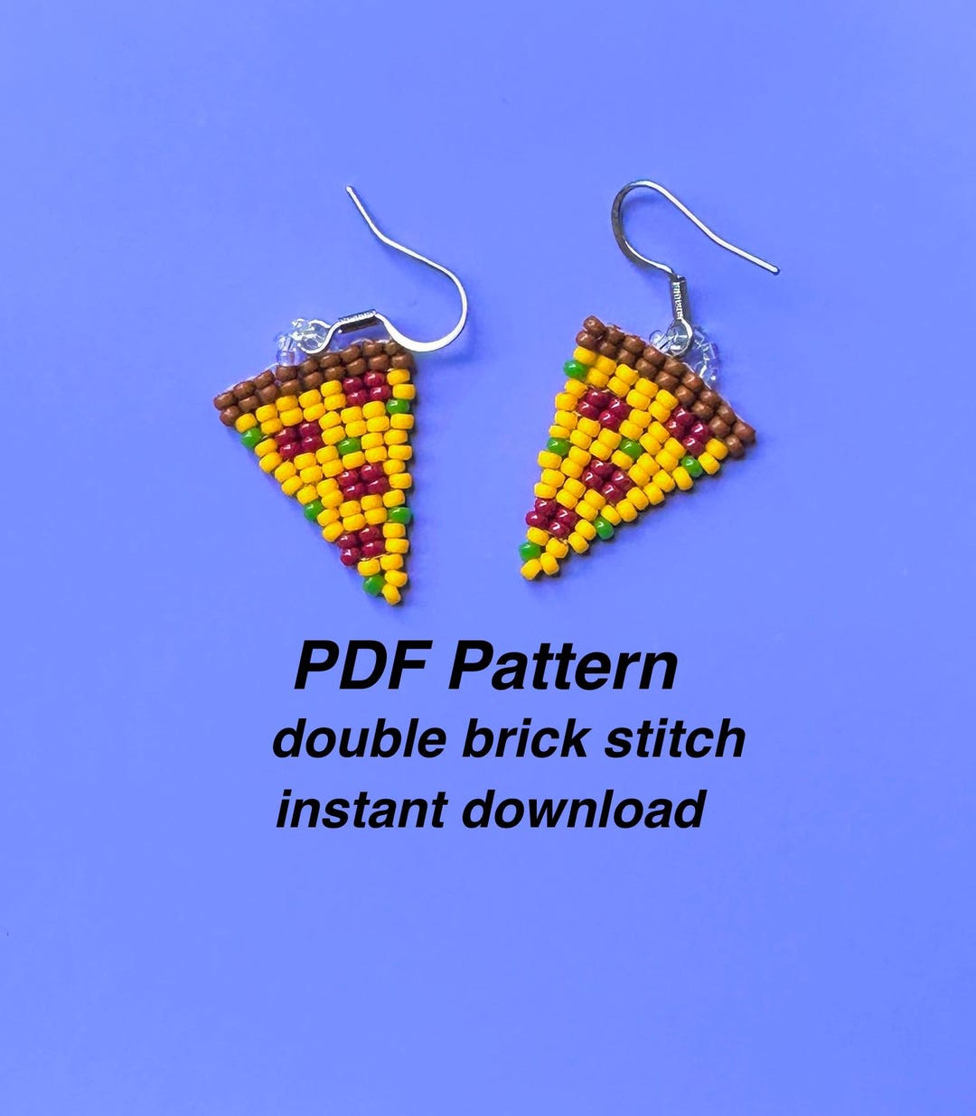 Brick Stitch Earring Pattern |pizza Bead Pattern | Double Brick Stitch ...