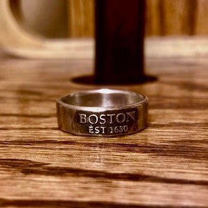 Boston EST 1630 Sterling Silver Ring: Massachusetts Fan Jewelry - Etsy