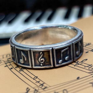 Music Symbol Ring Sterling Silver - Gifts for Music Lovers - Engagement ...
