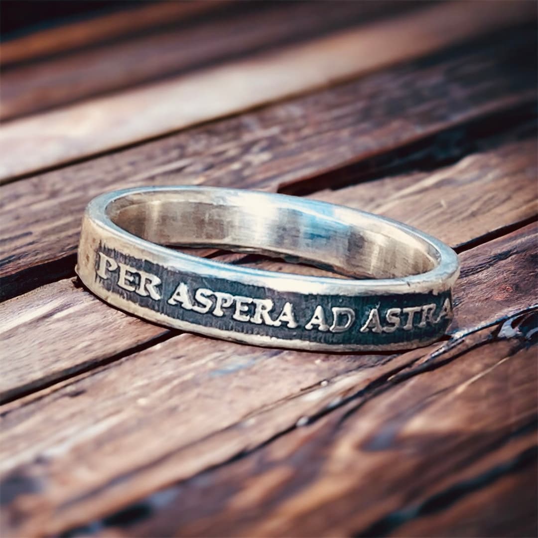 Womens per Aspera Ad Astra Ring - Through Hardships to the Stars ...