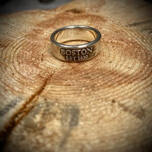 Boston EST 1630 Sterling Silver Ring: Massachusetts Fan Jewelry - Etsy