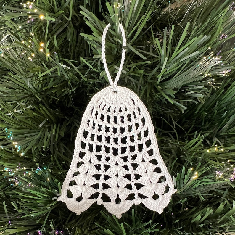 Pattern 8 Flat Bells Crochet Christmas Ornament Decor Gift Vintage ...