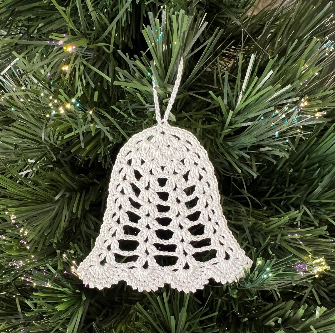Pattern 8 Flat Bells Crochet Christmas Ornament Decor Gift Vintage ...