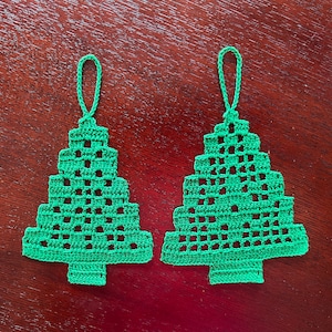 Pattern 2 Filet Trees Crochet Christmas Ornament Decor Gift Vintage ...