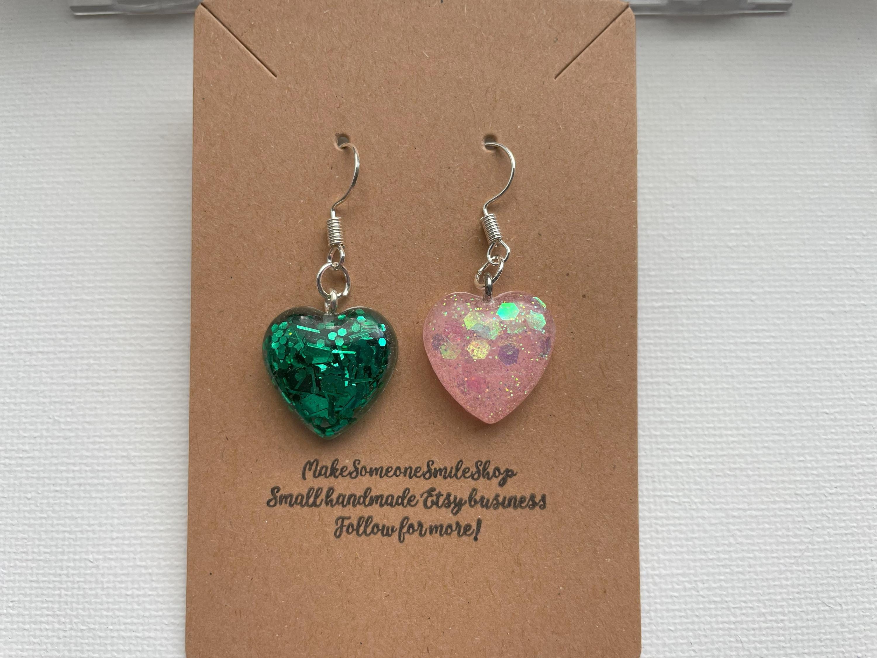 Wicked Earrings-glitter Resin Earrings-elphaba/glinda-pink/green-dangle ...