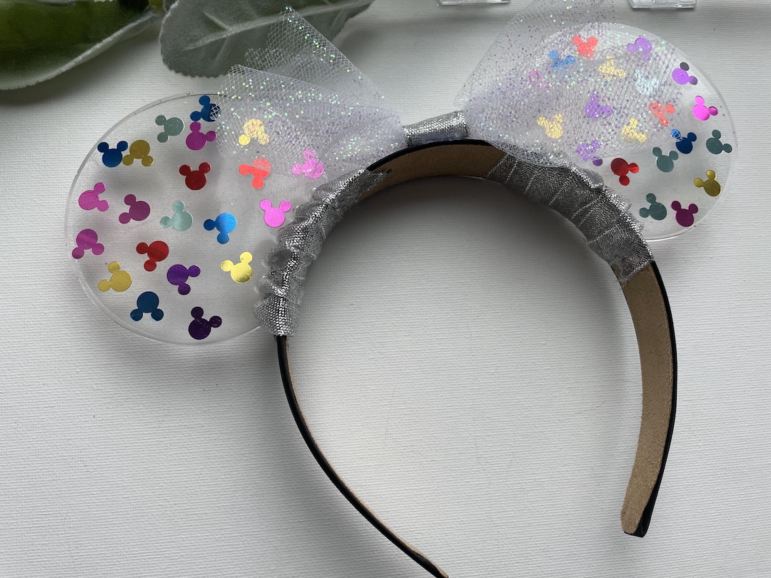 Mickey Glitter Mickey Ears-silver Glitter Bow-homemade Mickey Ears. - Etsy