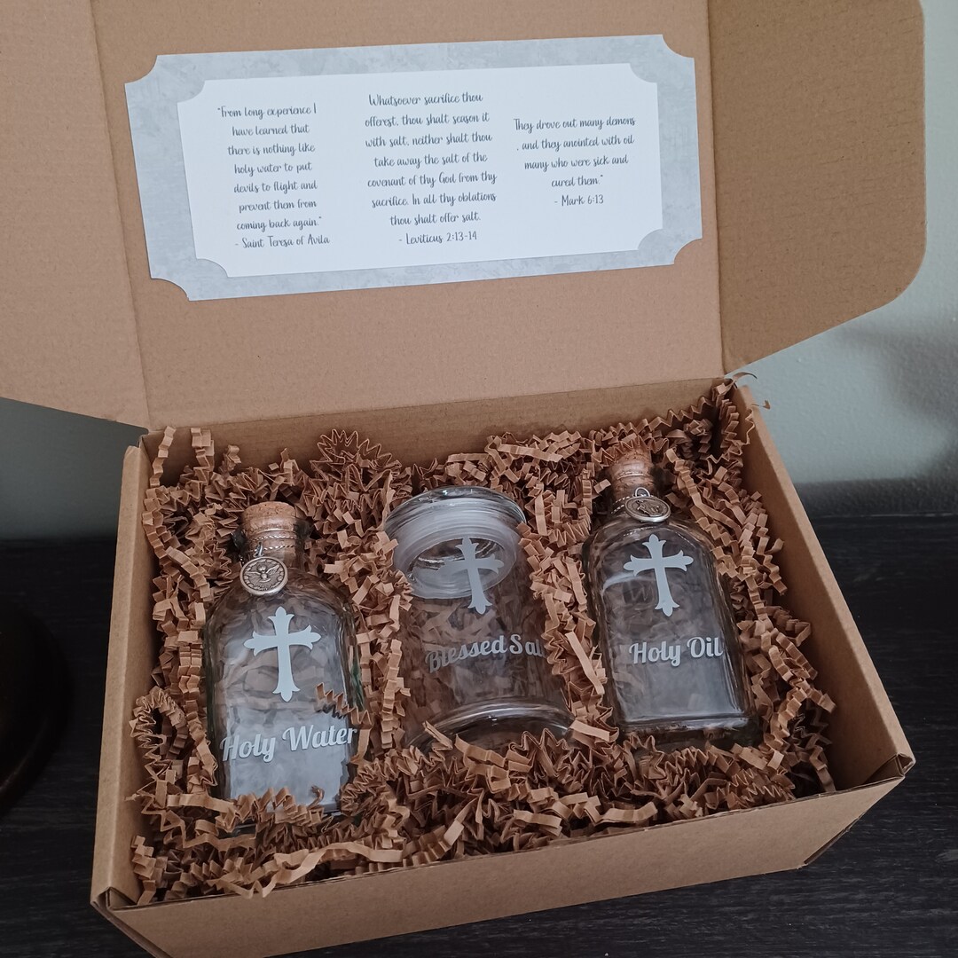 Catholic Bottle Set (holy Water, Blessed Salt, Holy Oil) - Etsy