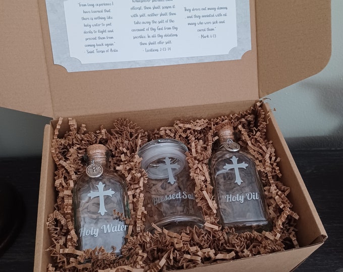 Catholic Bottle Set (holy Water, Blessed Salt, Holy Oil) - Etsy