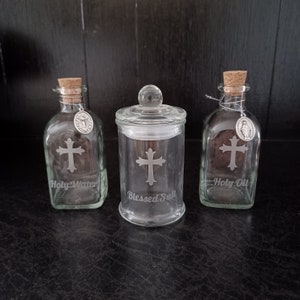 Catholic Bottle Set (holy Water, Blessed Salt, Holy Oil) - Etsy