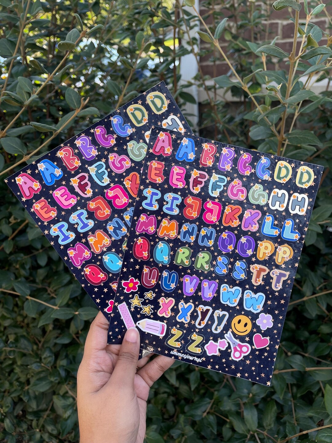 Starry Letters Sticker Sheet - Etsy