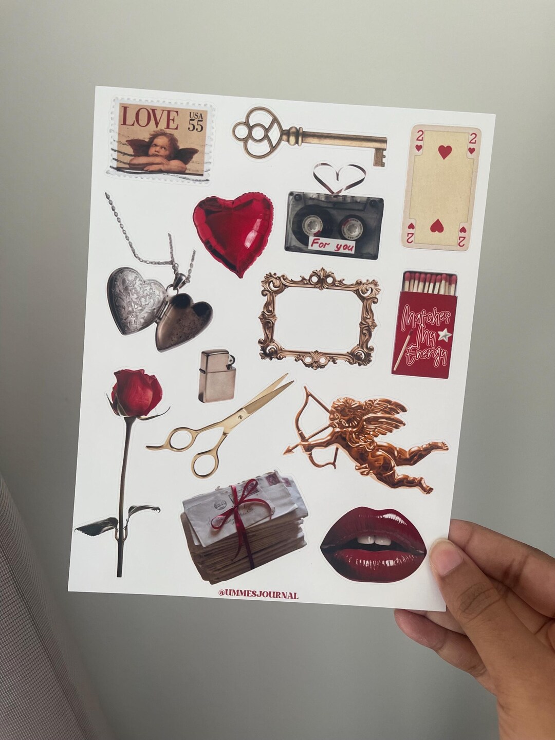 Red Heart and Cupid Sticker Sheet - Etsy