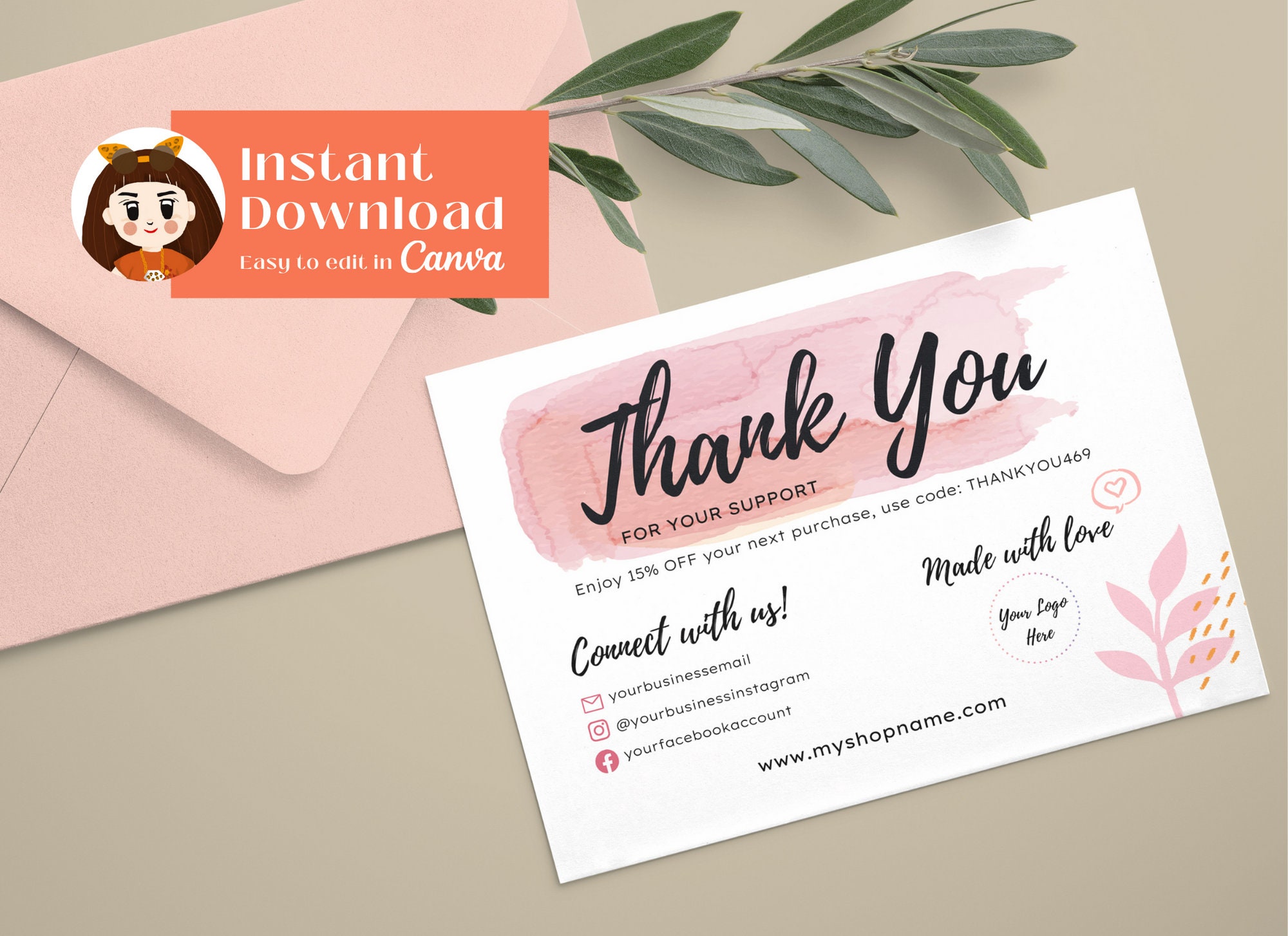 INSTANT DOWNLOAD Editable and Printable Thank You for Your Order ...