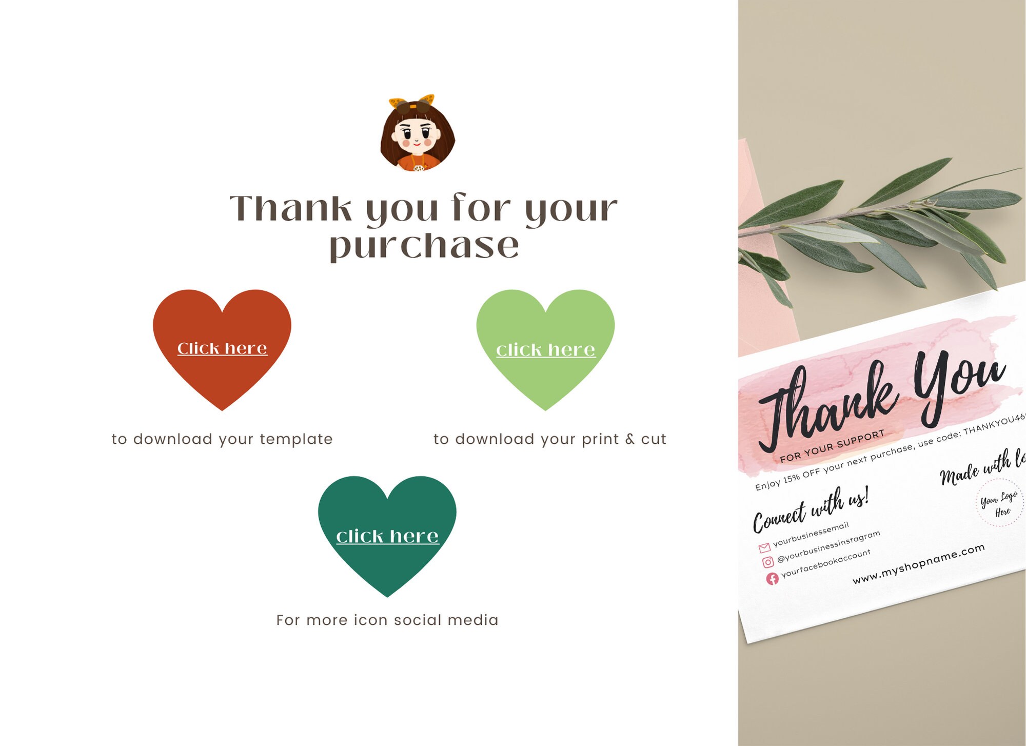 INSTANT DOWNLOAD Editable and Printable Thank You for Your Order ...