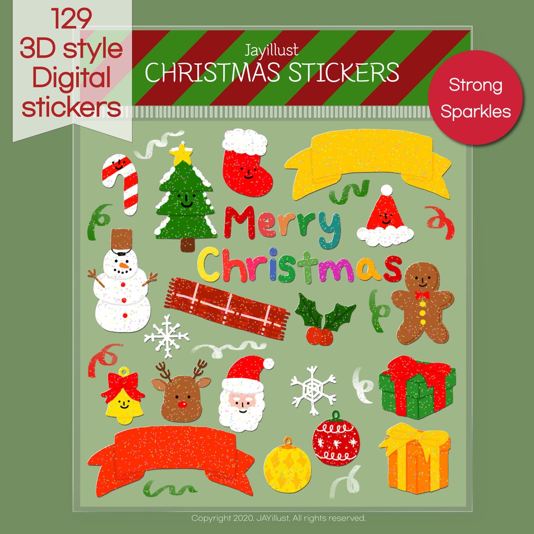 Christmas Digital Stickers Kit Holidays Christmas Stickers - Etsy