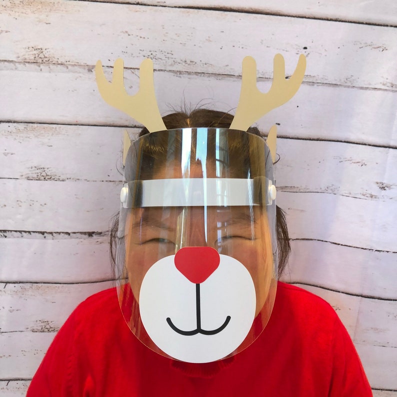 Reindeer Face Shield Rudolph Face Shield Holiday Face - Etsy