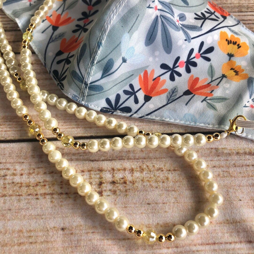 Face Mask Lanyard, Face Mask Holder, Pearl Face Mask Lanyard, Pearl ...