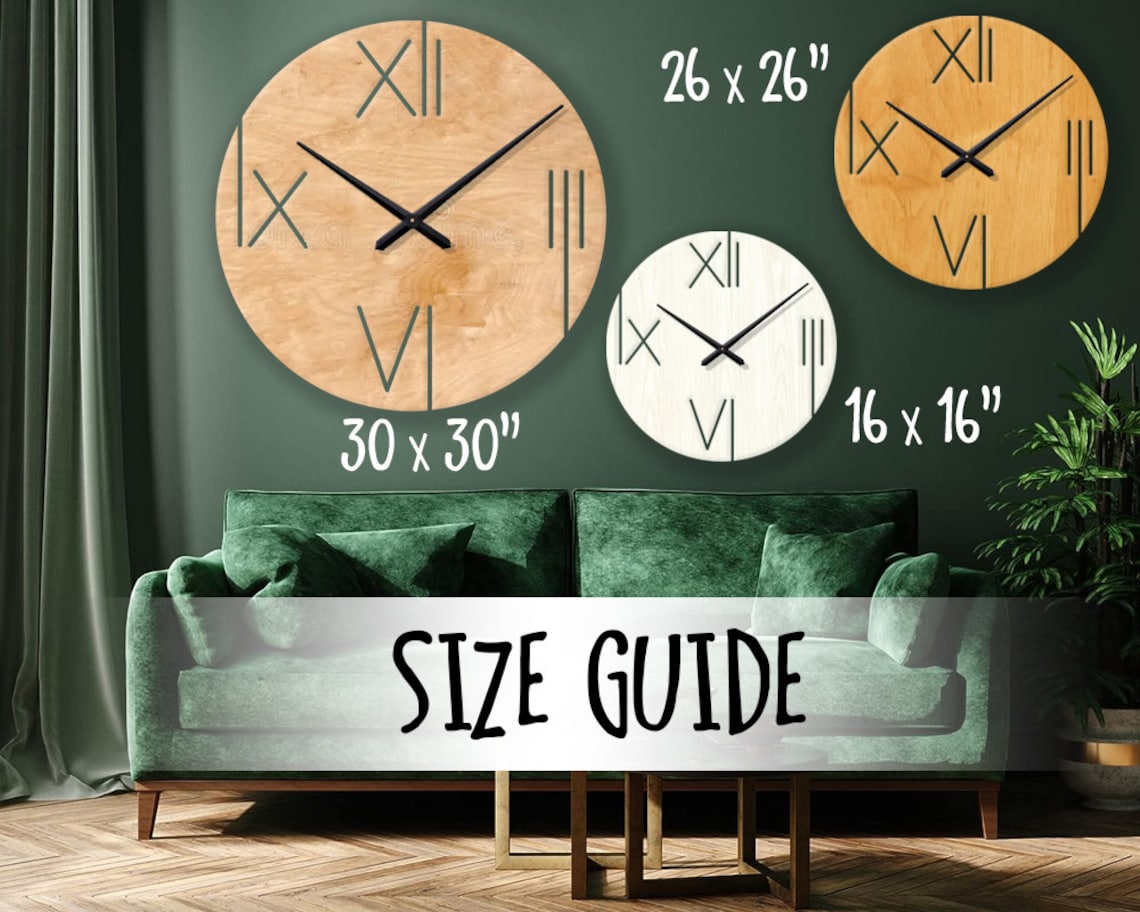 Oversized Wall Clock, Wood Wall Clock Large, Unique Large Wall Clock ...
