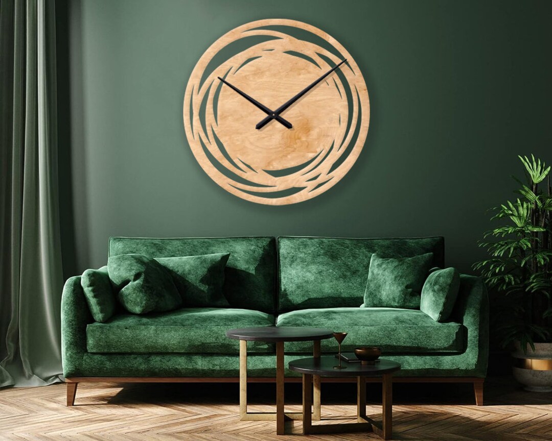 Unique Large Wall Clock, Minimalist Wooden Wall Clock Natural, Wood ...
