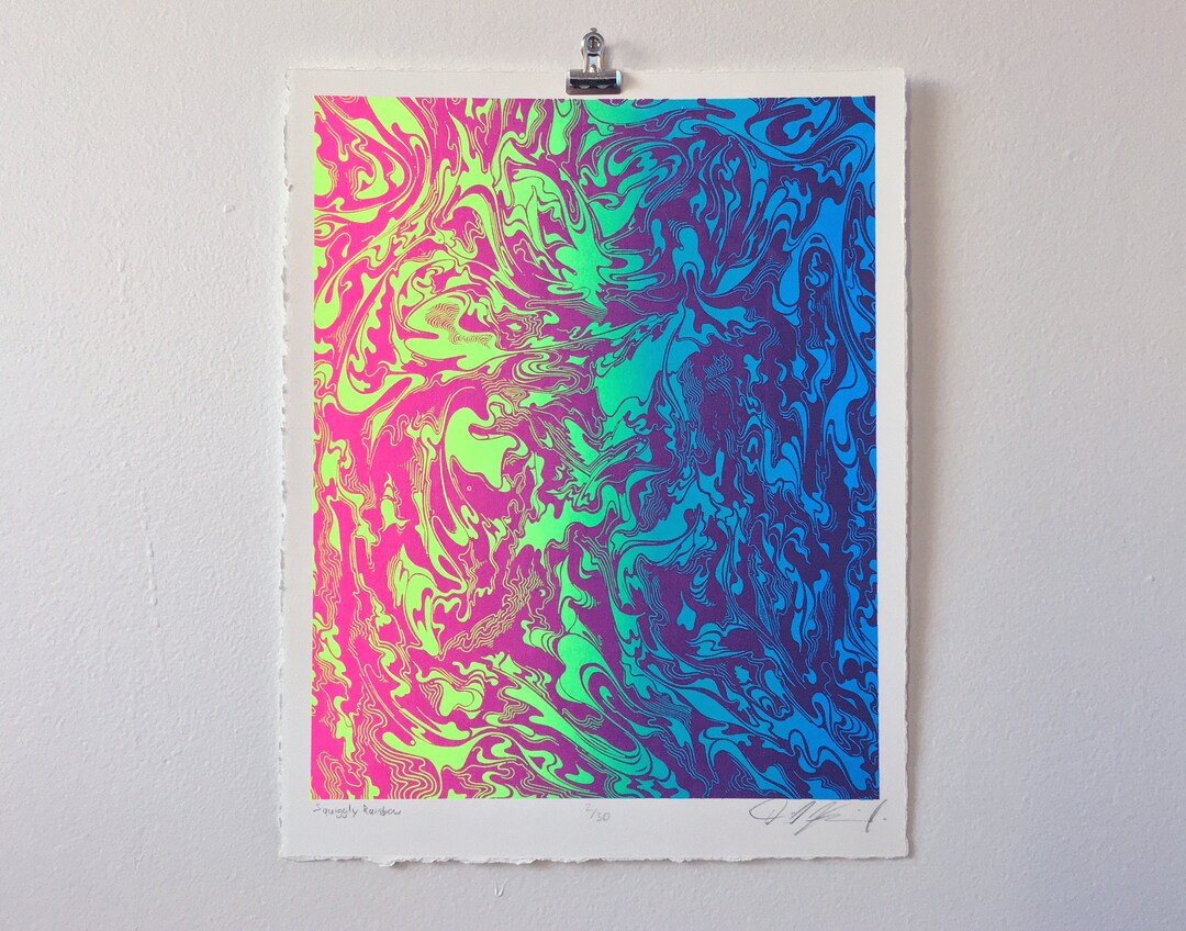 Squiggly Rainbow (11x14") SCREEN PRINT - Etsy