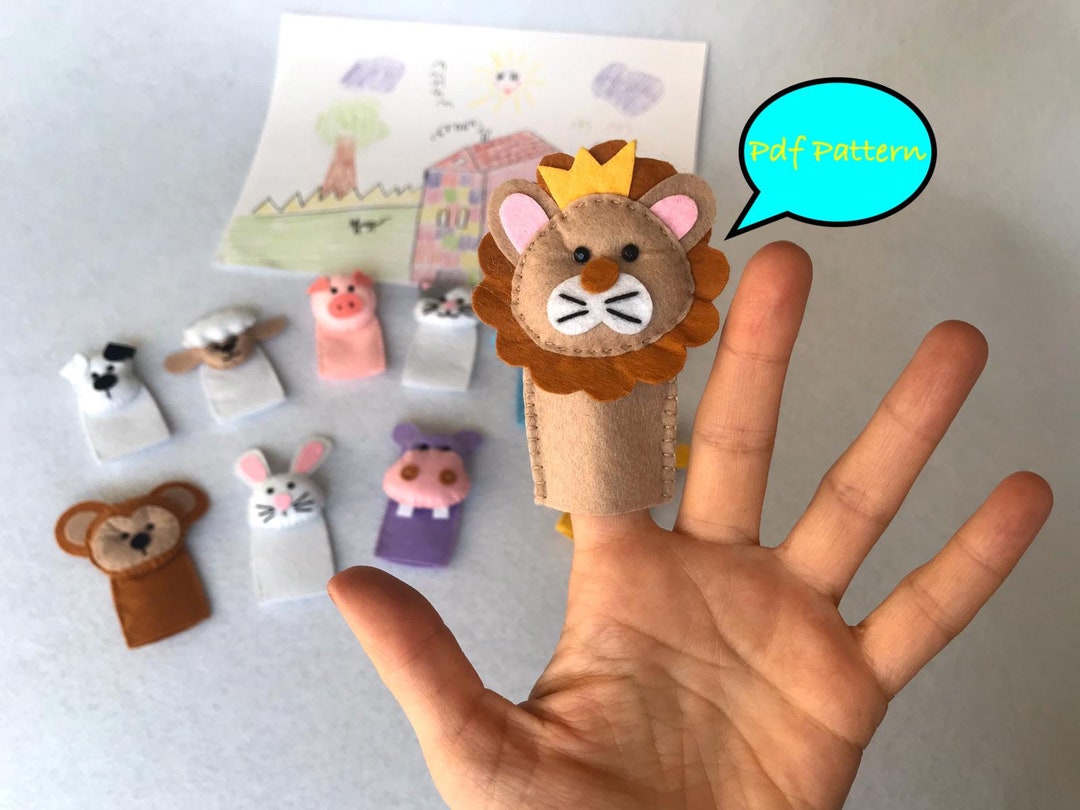 Pdf Pattern, Felt Pattern, Lion Finger Puppet Pattern, Lion Puppet ...