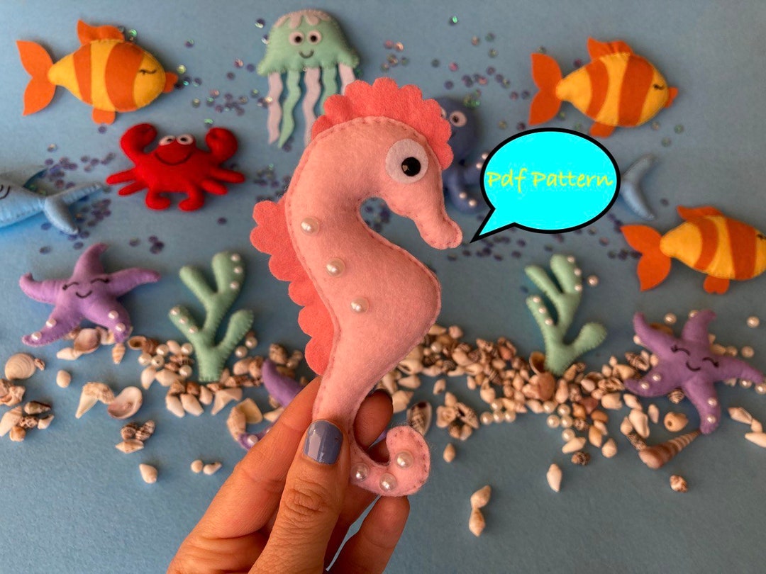 Pdf Pattern, Felt Pattern, Seahorse Pattern, Seahorse Sewing Tutorial ...