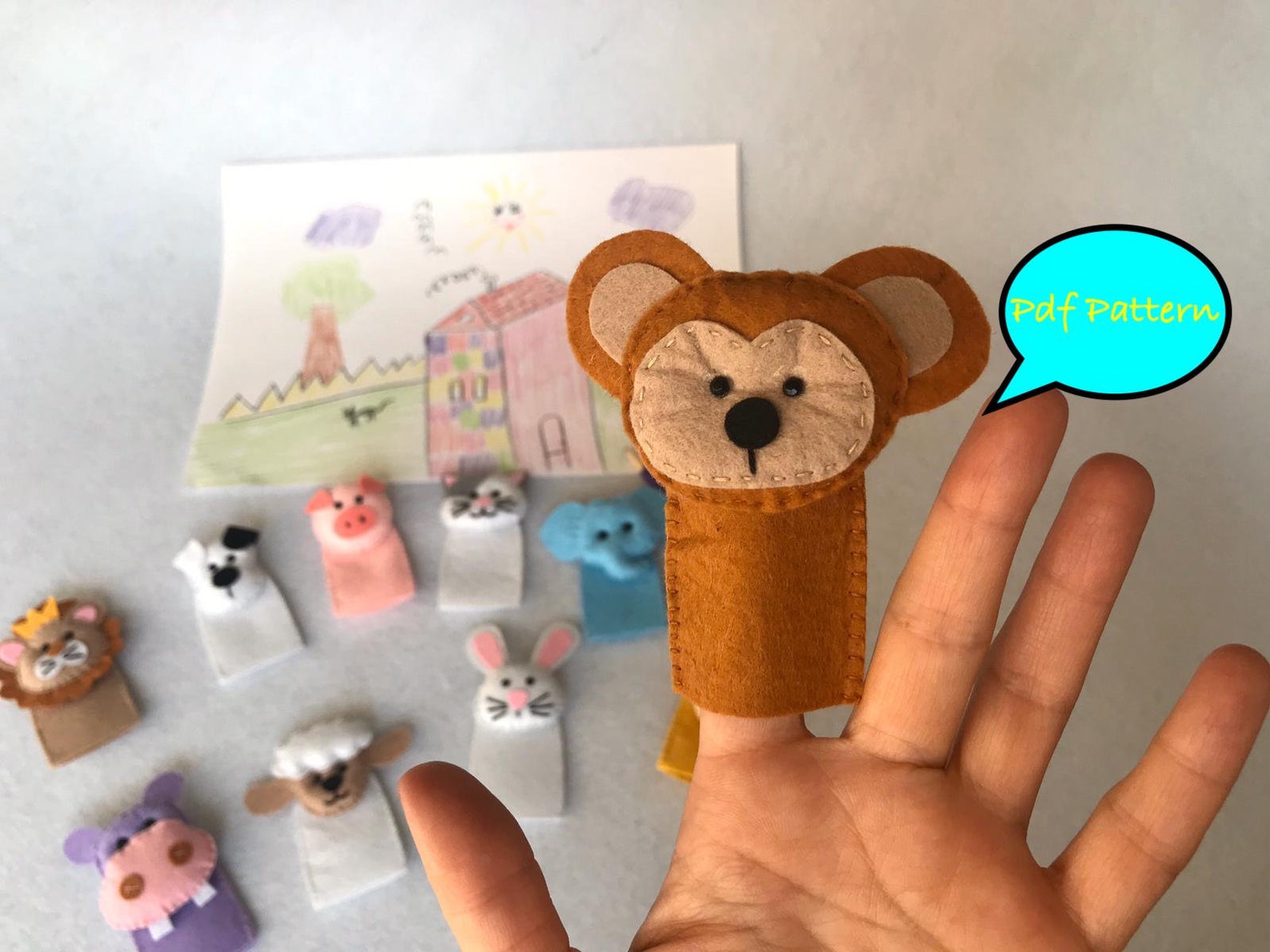 Pdf Pattern Felt Pattern Monkey Finger Puppet Pattern - Etsy