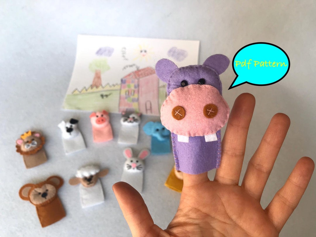 Pdf Pattern, Felt Pattern, Hippopotamus Finger Puppet Pattern ...
