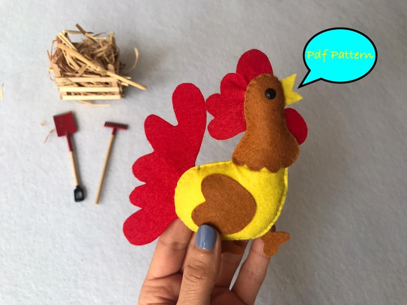 Pdf Pattern Felt Pattern Rooster Pattern Rooster Sewing | Etsy