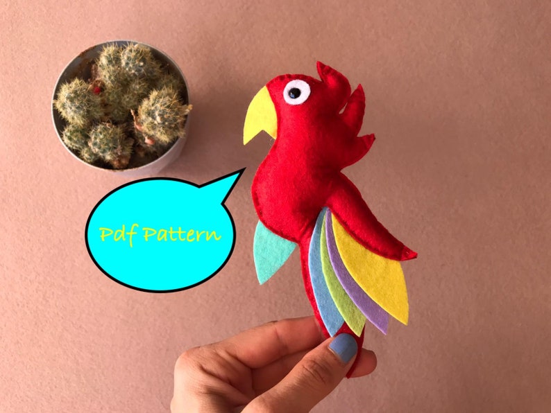Felt Pdf Pattern Parrot Sewing Tutorial Diy Plushies DIY | Etsy