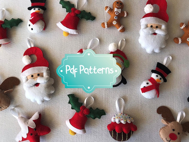 Christmas Ornaments, Pdf Pattern, Sewing Tutorial, Diy Plushies, Felt ...