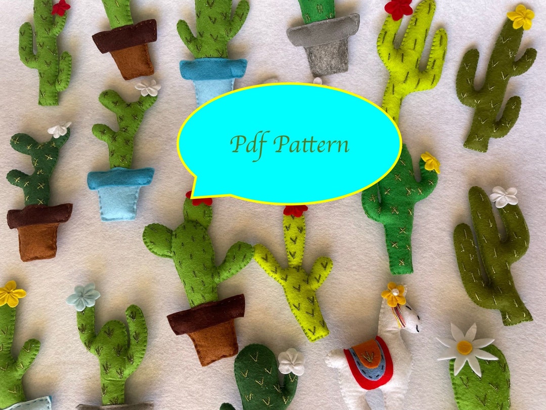 Felt Pdf Pattern, Sewing Tutorial, Plushies, DIY Cactus, 4 Cactus ...