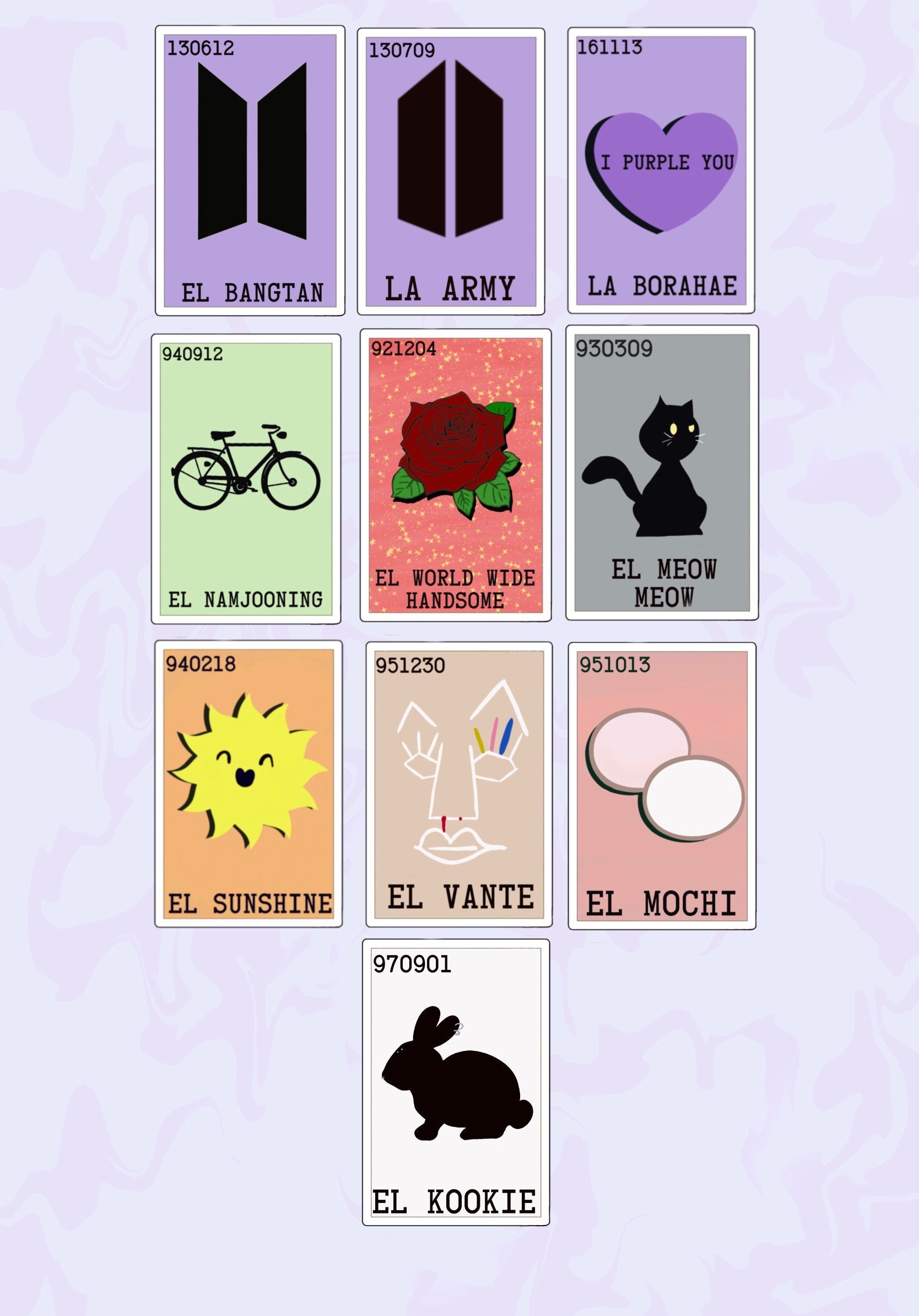 BTS Loteria Card Prints - Etsy Australia