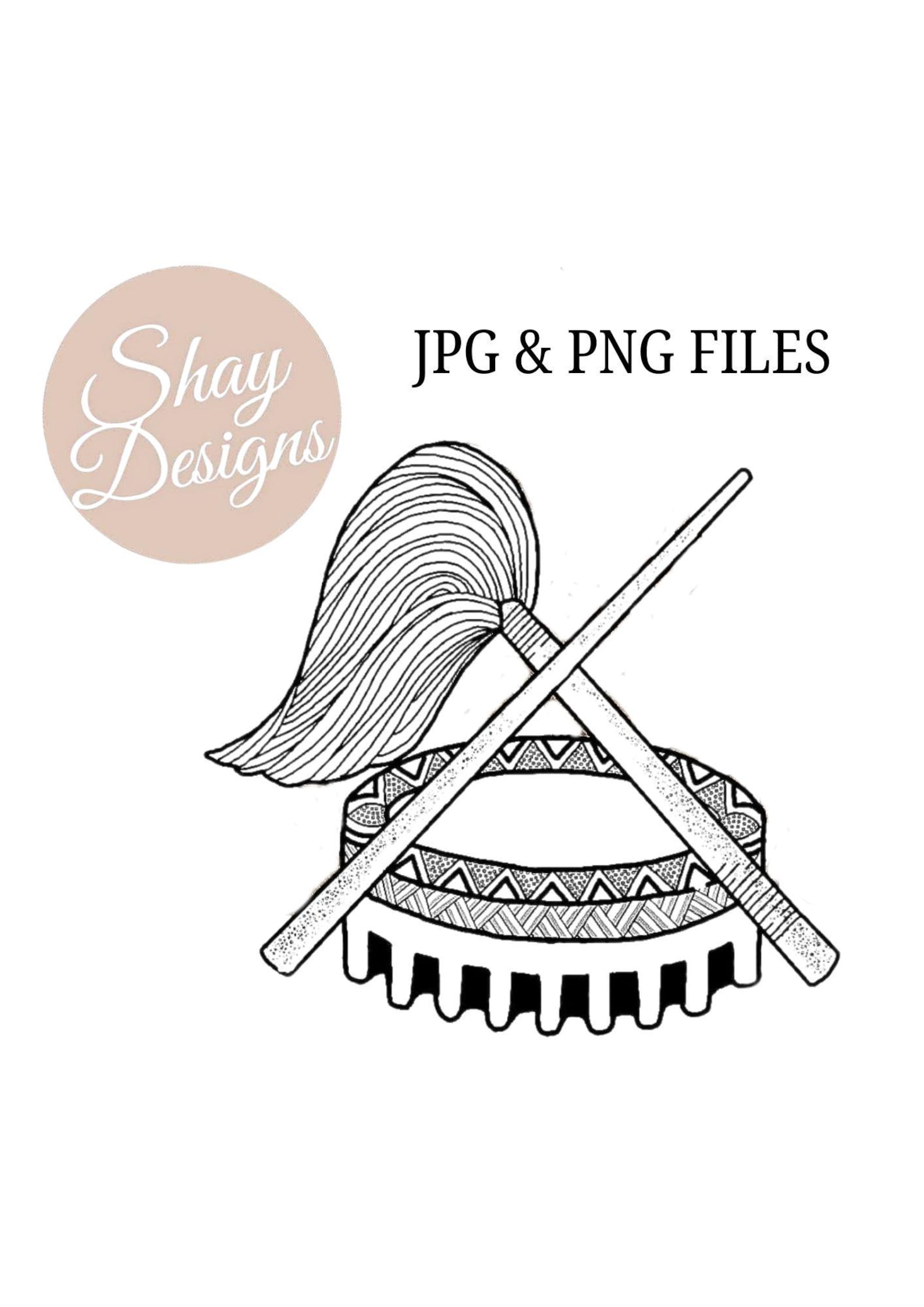 Samoan Tanoa & Fue Clipart: Polynesian Kava Bowl PNG JPG - Etsy