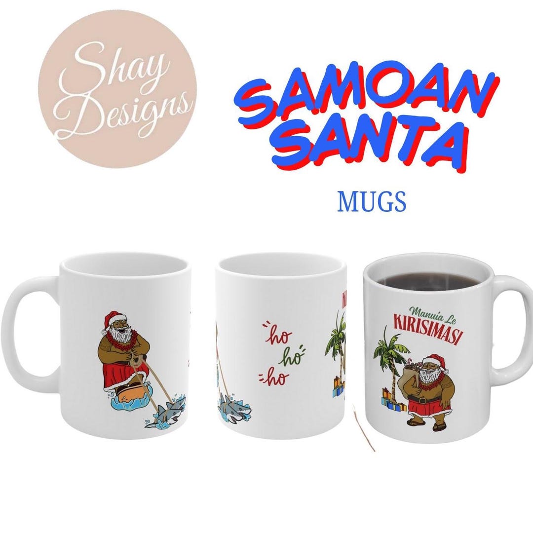 Samoan Santa Ceramic Coffee Cup | Polynesian Xmas Mug | Samoan ...