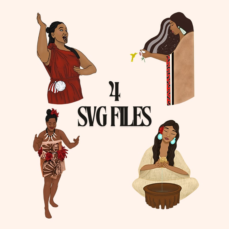 Polynesian, Samoan & Maori Girl Designs - Rasterized SVG Files X 4 ...