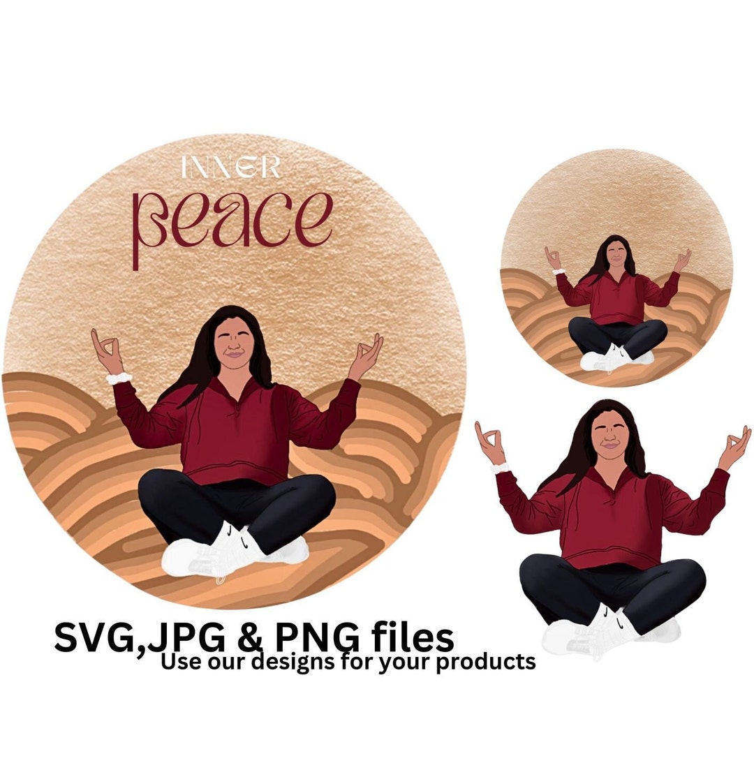 Modern Meditating Pose, Inner Peace Design SVG,JPG & PNG - Etsy