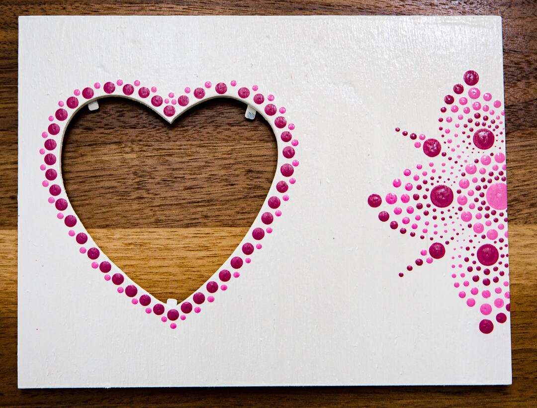 Dotting Art, Dot Painting, Dot Photo Frame, Pink Photo Frame - Etsy