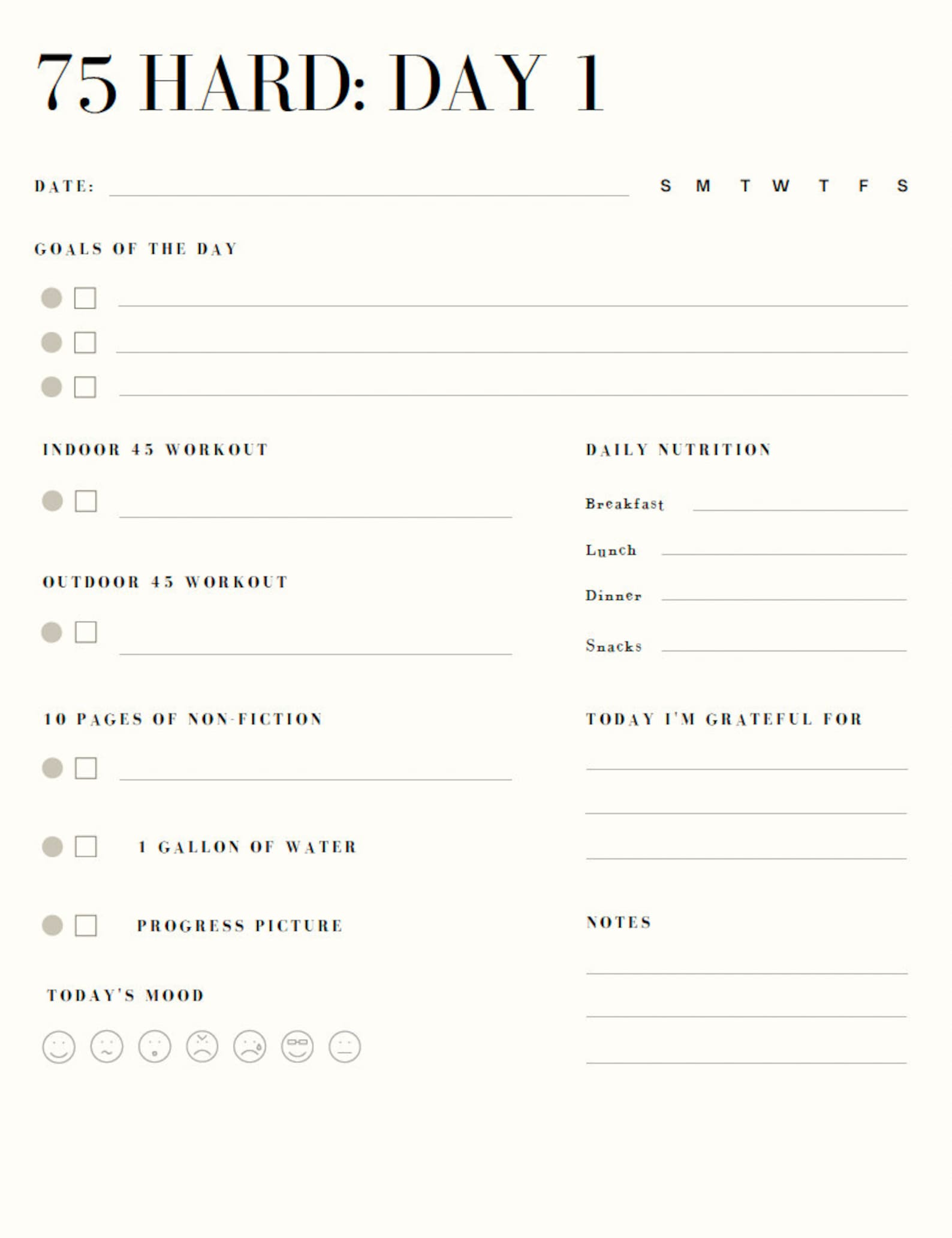 75 Hard Challenge the Ultimate Daily Tracker - Etsy