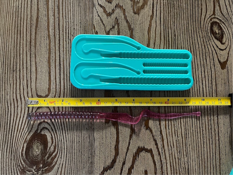Soft Plastic Bait Mold, 10 Inch Worm, Ribbon Tail, Plastisol, USA Made ...