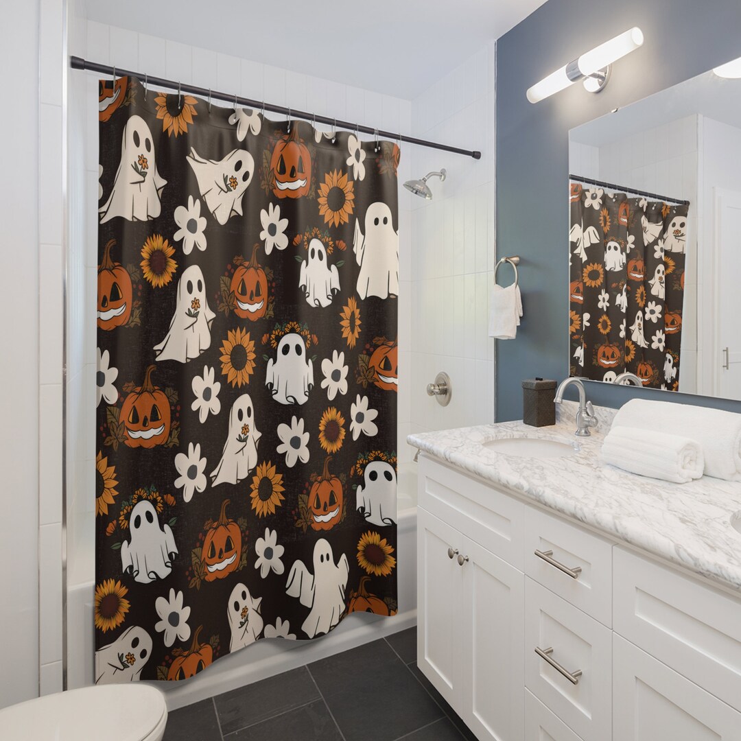 Spooky Retro Ghost Shower Curtains - Etsy
