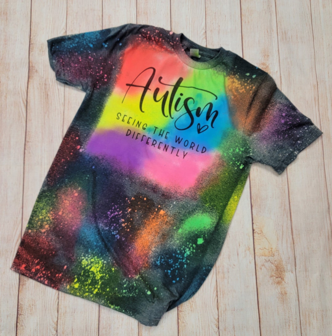 Autism Awareness, Sublimation, Splatter Bleached, Neon Tie Dye, T Shirt ...