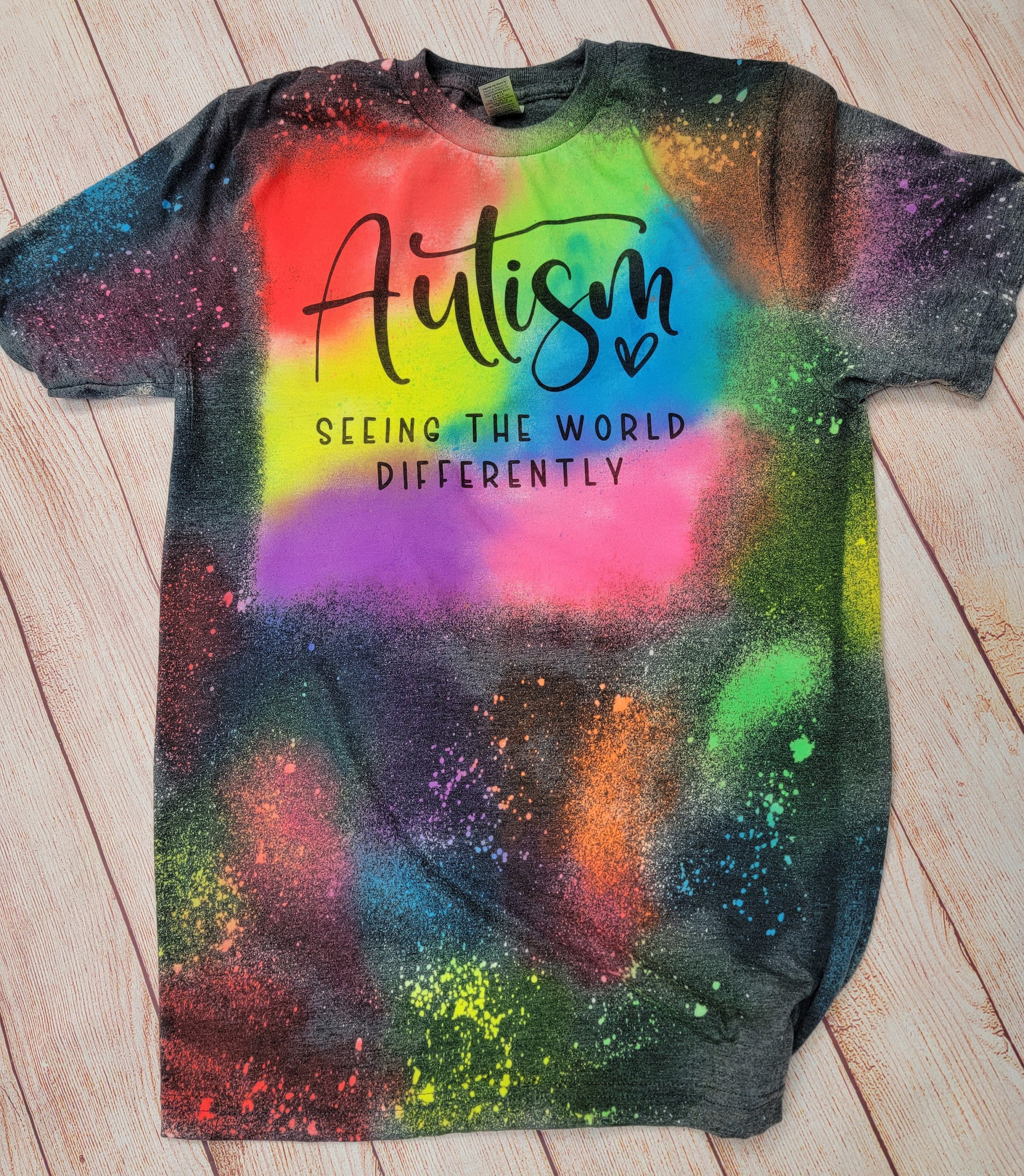 Autism Awareness, Sublimation, Splatter Bleached, Neon Tie Dye, T Shirt ...