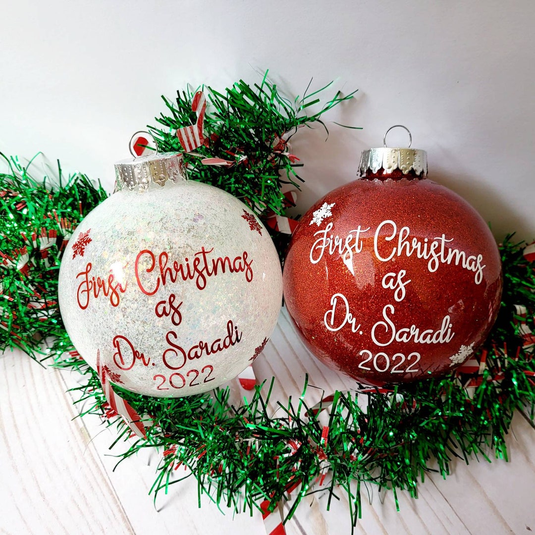 First Christmas as a Doctor Nurse Custom Personalized Glitter - Etsy