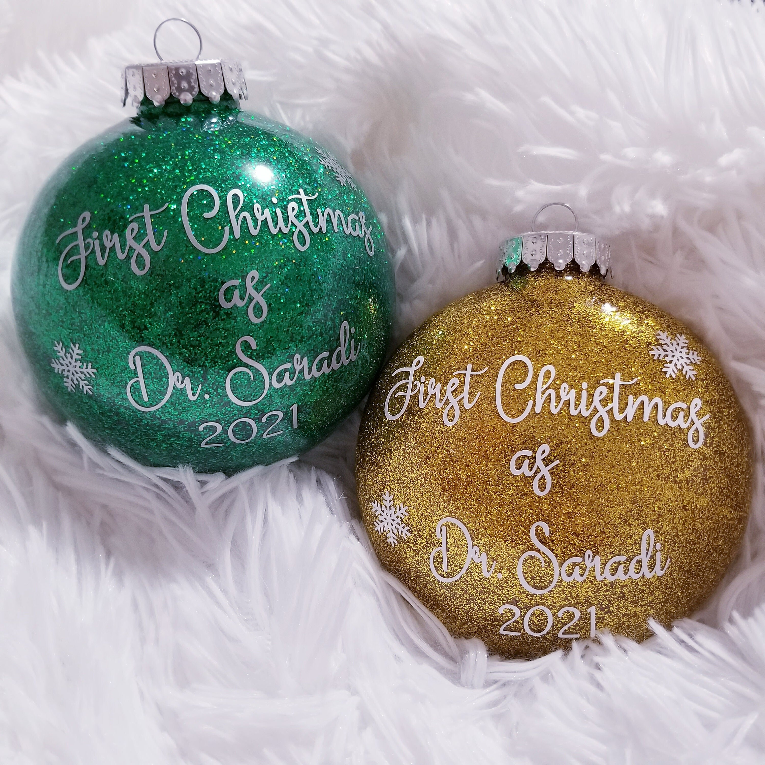 First Christmas as a Doctor Nurse Custom Personalized Glitter - Etsy
