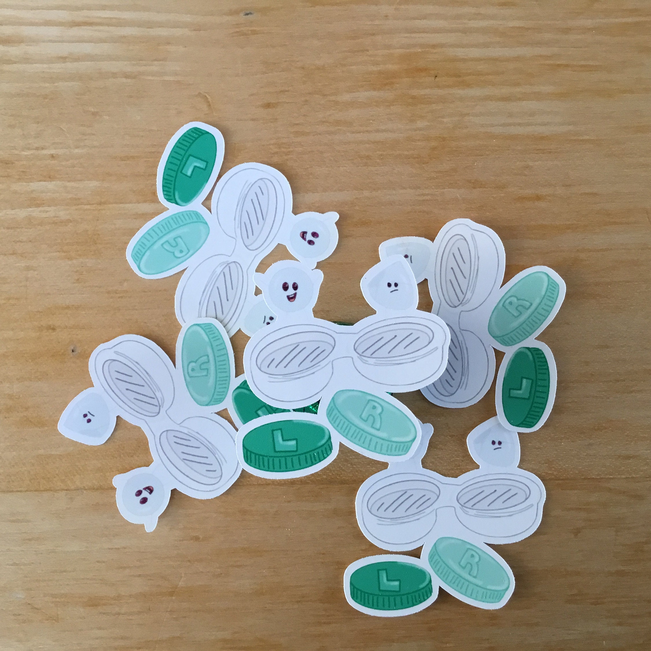 Cute Happy Contact Lens and Case Optometry Sticker, Optometrist Sticker ...