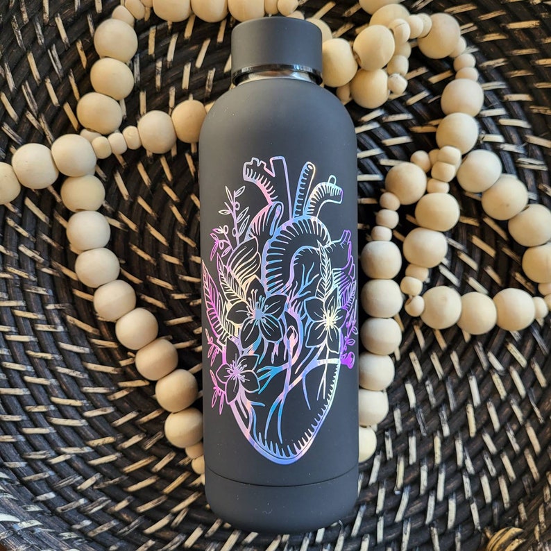 Floral Anatomical Heart Water Bottle, Nurse Gift, Doctor Gift ...