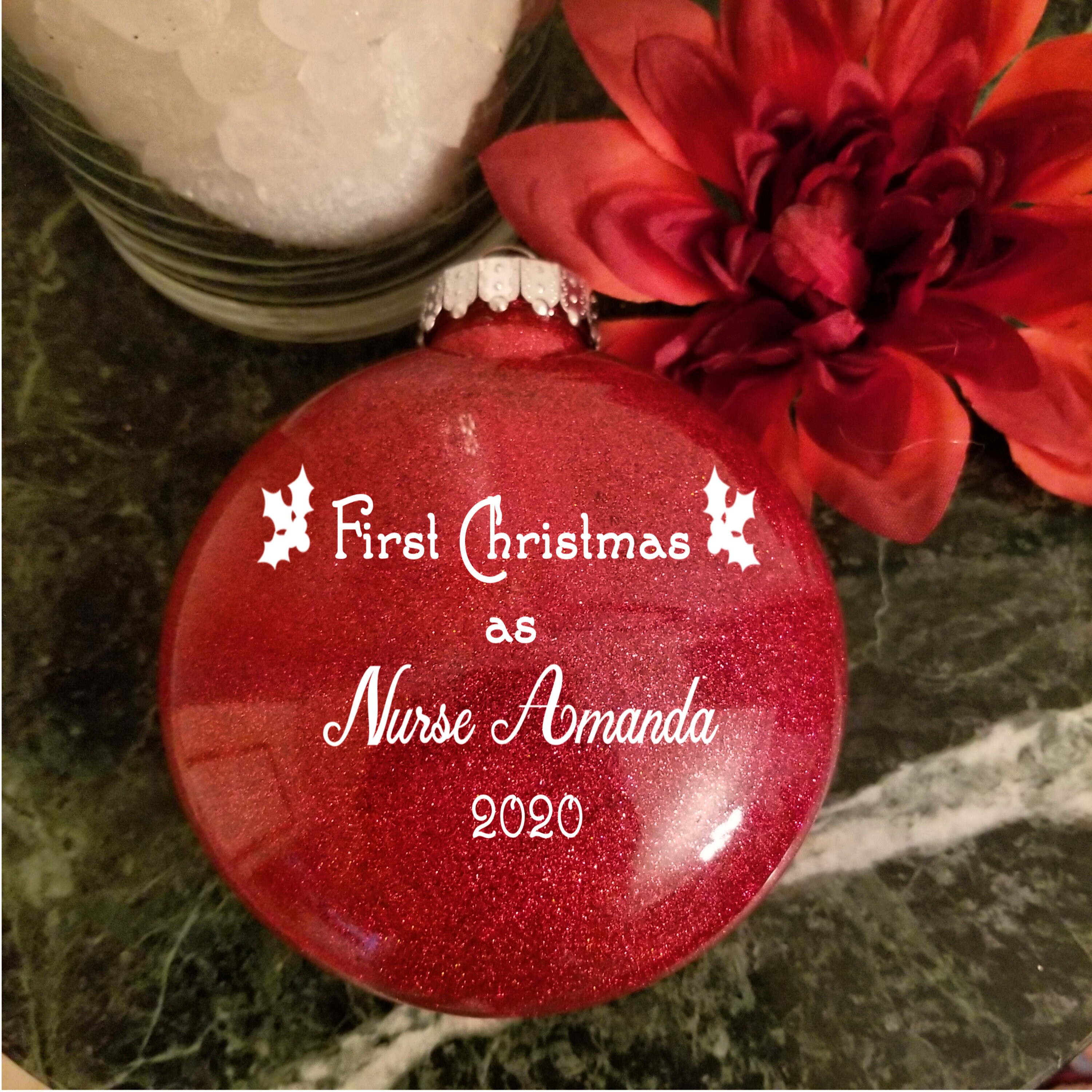 First Christmas as a Doctor Nurse Custom Personalized Glitter | Etsy